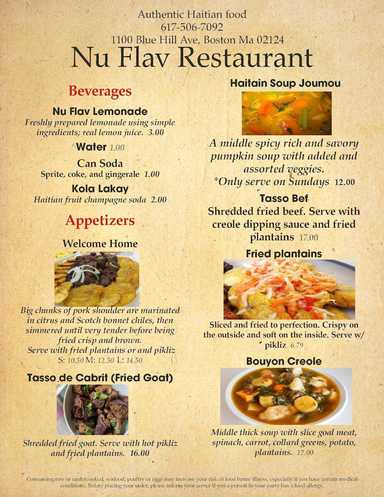 Menu - Nu Flav Restaurant