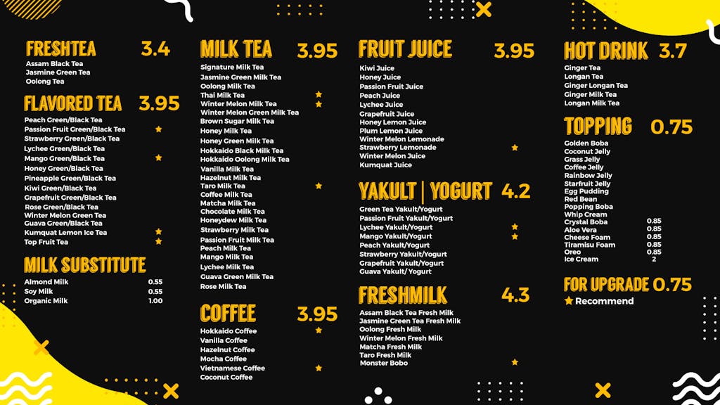 Menu Ding Tea