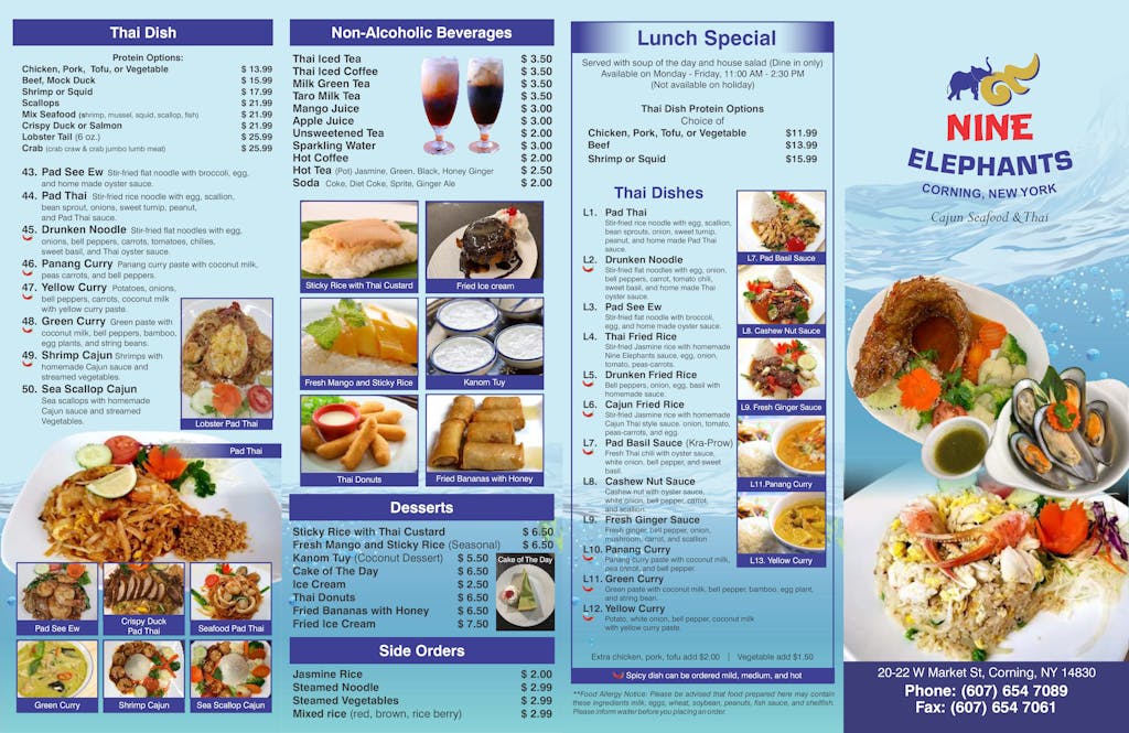 Menu - Nine Elephants