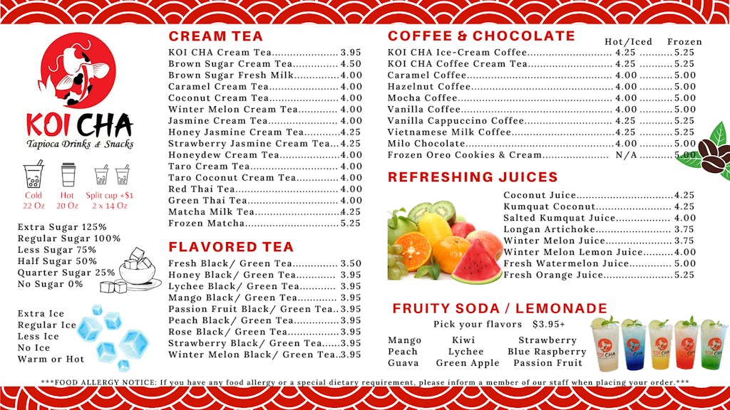 Home - KOI CHA - TAPIOCA DRINKS & SNACKS