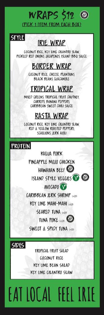 Menu - Irie Island Eats