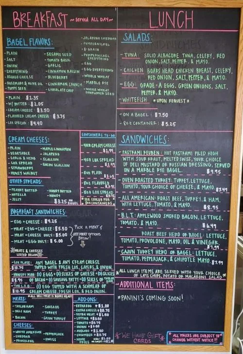Menu - High Point Bagels