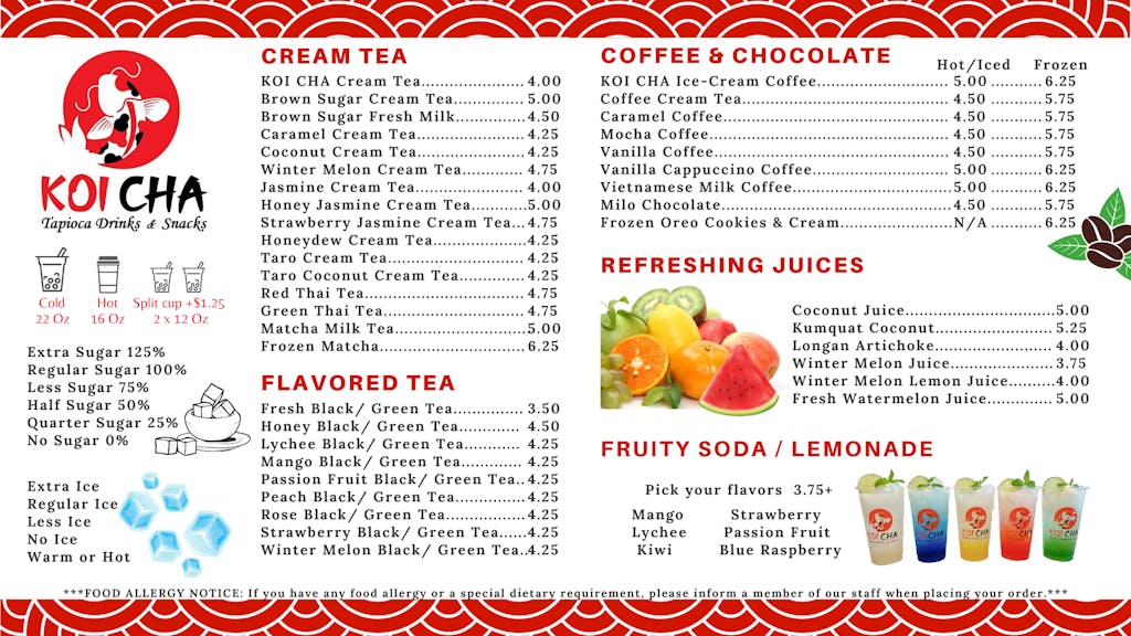 Home - KOI CHA - TAPIOCA DRINKS & SNACKS