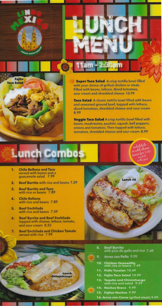 Menu - Lindo Mexico
