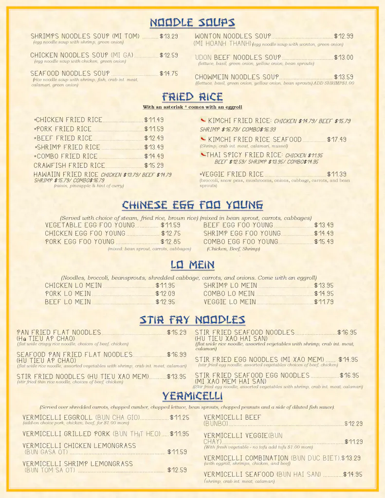 Menu - Great Wall Express