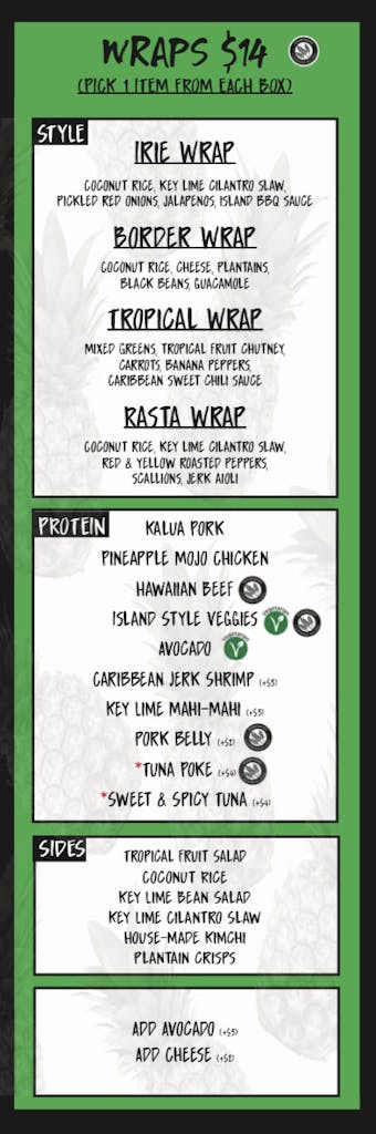Menu - Irie Island Eats