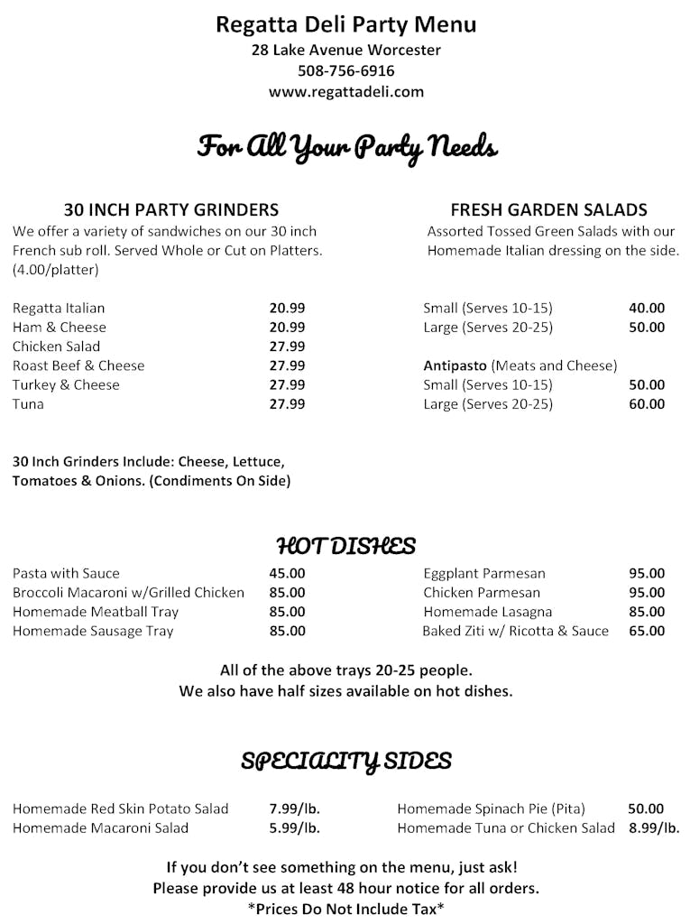 Catering - Regatta Deli