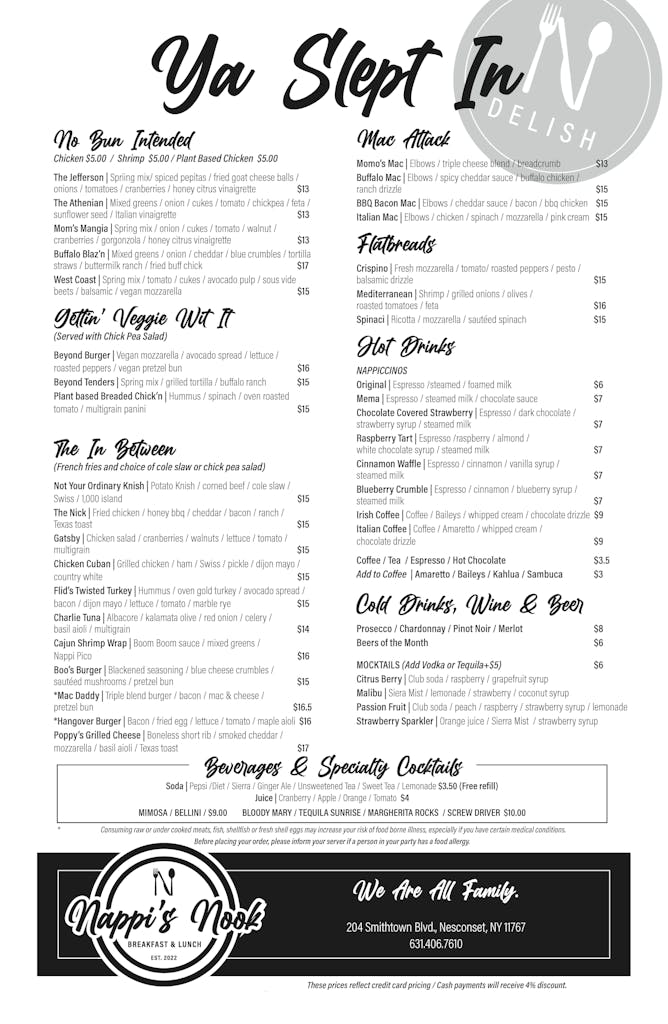 Menu - Nappi's Nook