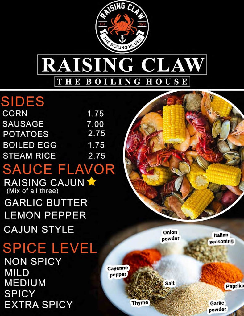 Menu - Raising Claw