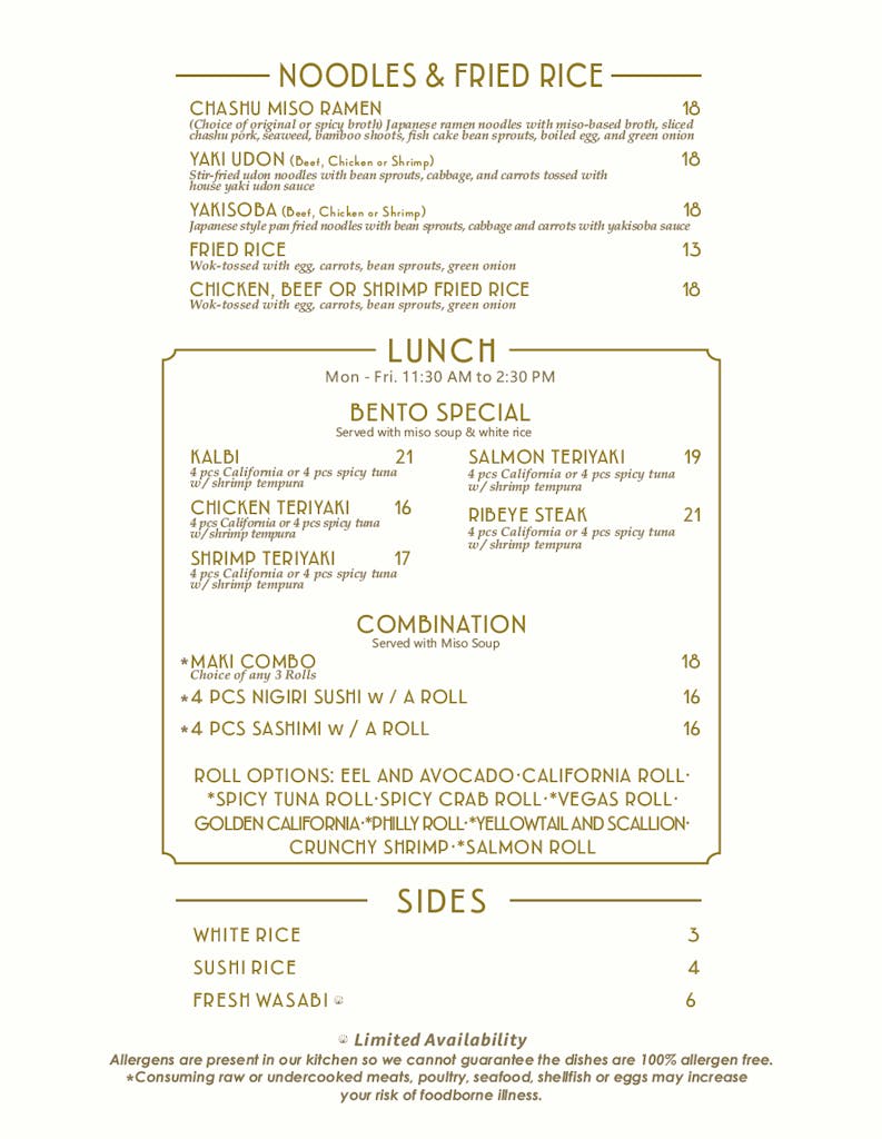 Menu - SWAN Sushi•Seafood•Bar