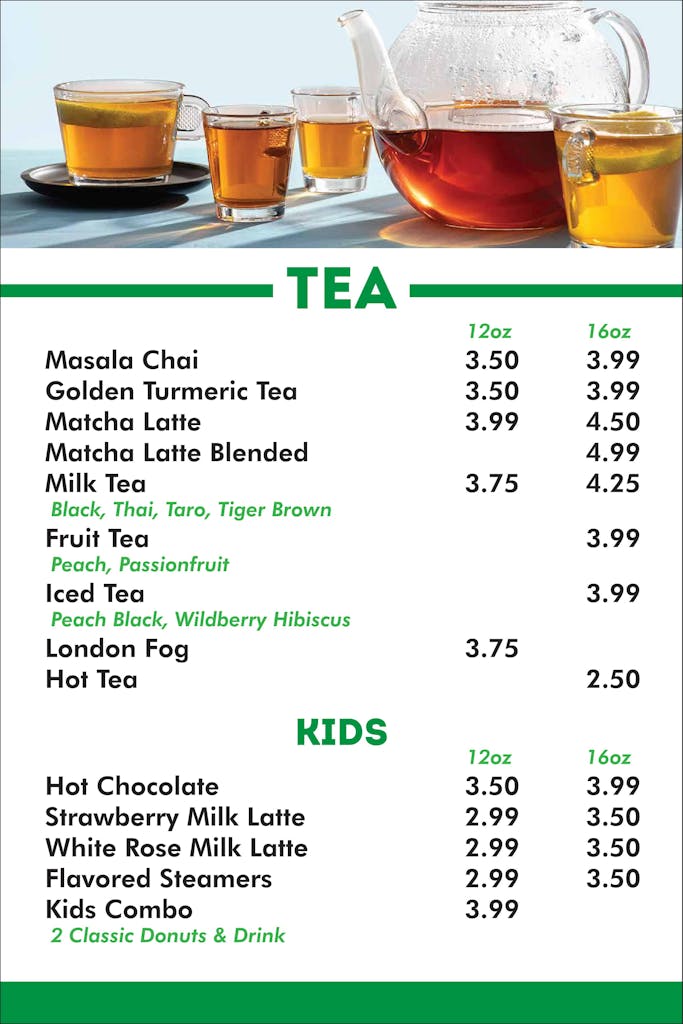 Menu Daylight Donuts Op