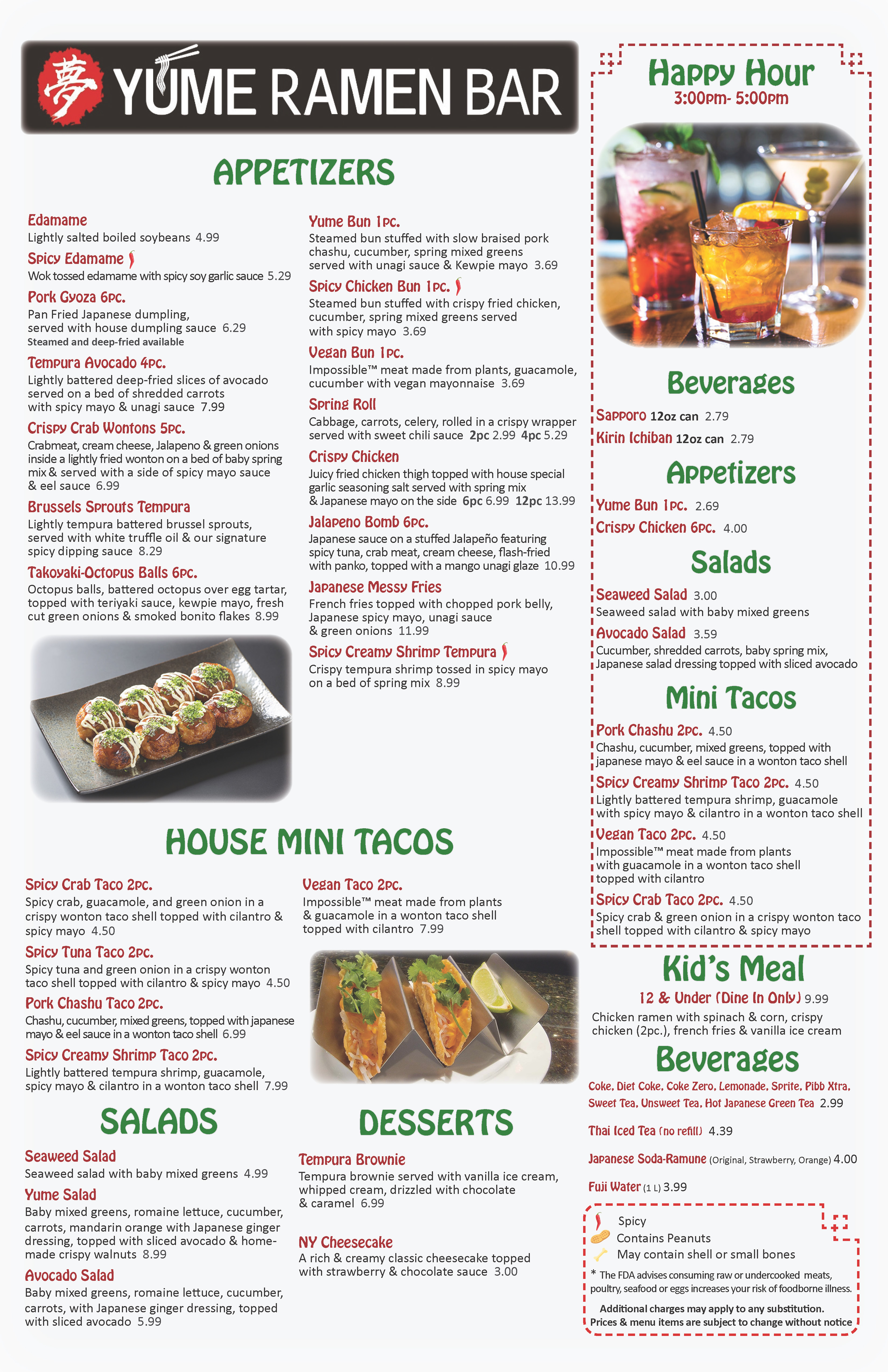 Menu - Yume Ramen Bar in Peachtree City