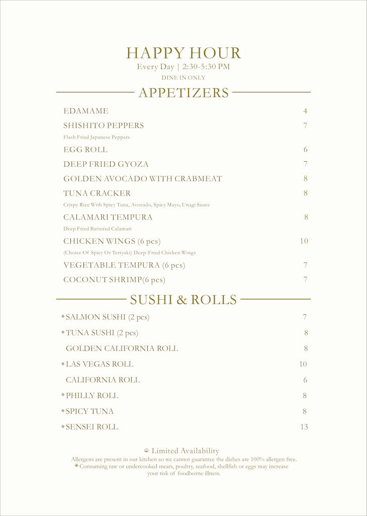 Menu - SWAN Sushi•Seafood•Bar