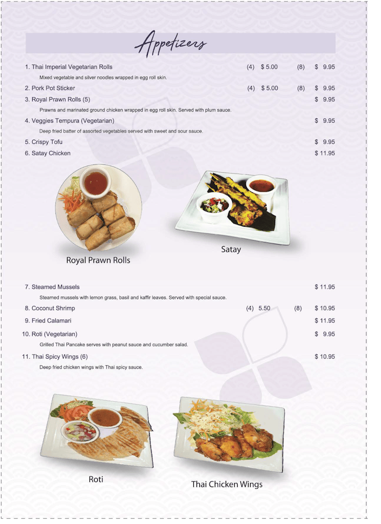 menu - Pad Thai Cuisine