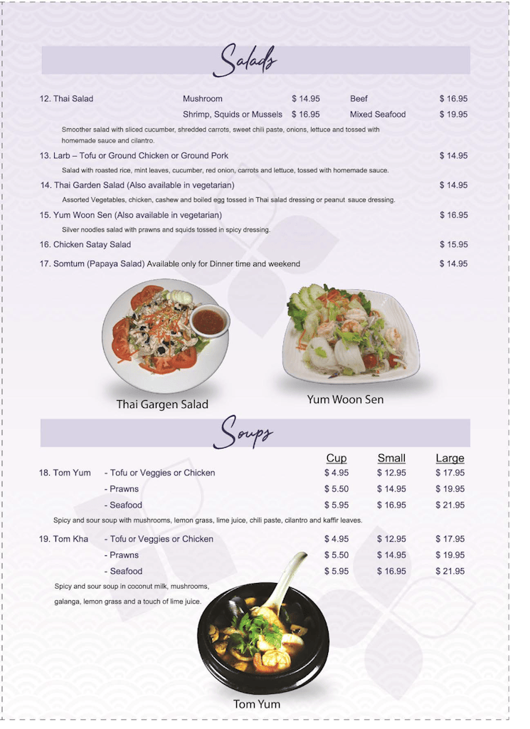 menu - Pad Thai Cuisine