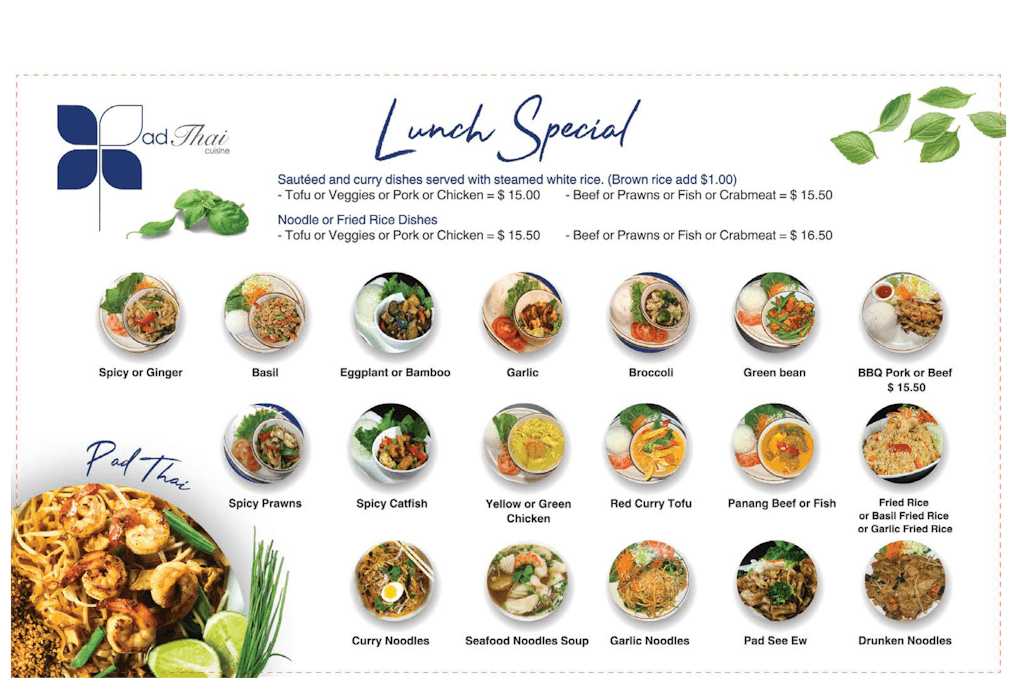menu - Pad Thai Cuisine