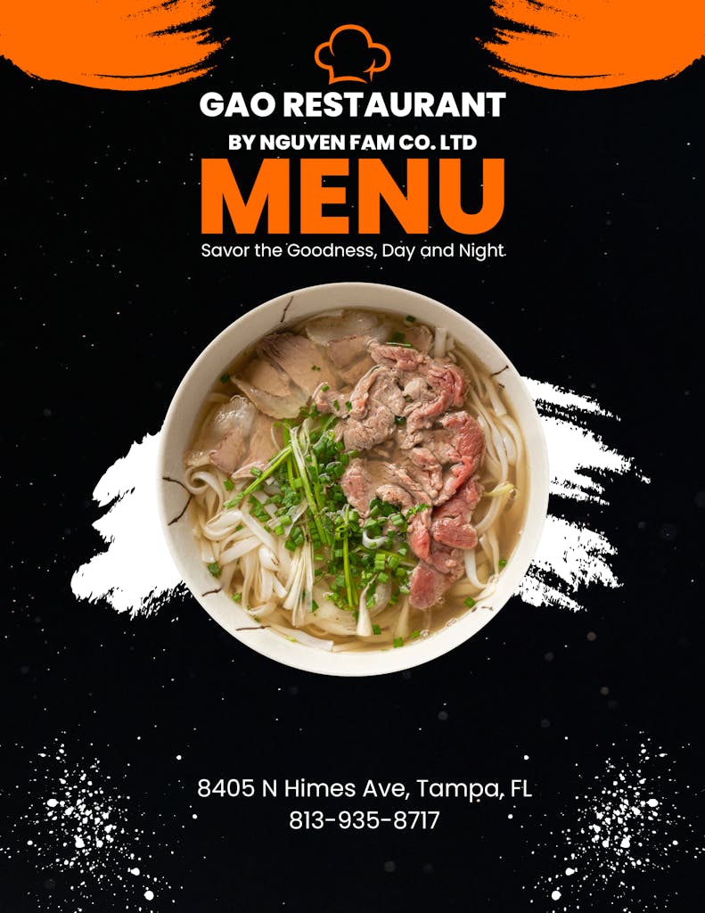 Menu - Gao Restaurant