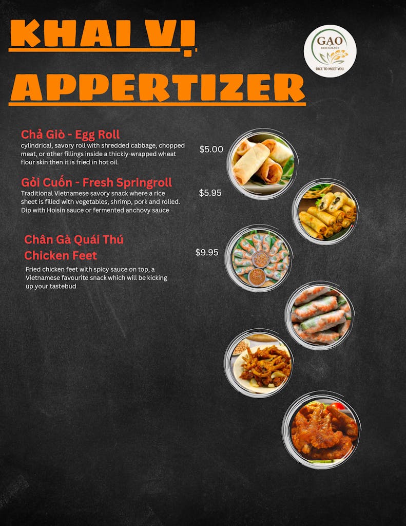 Menu - Gao Restaurant