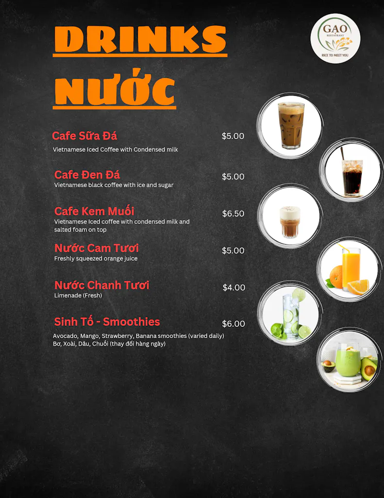 Menu - Gao Restaurant