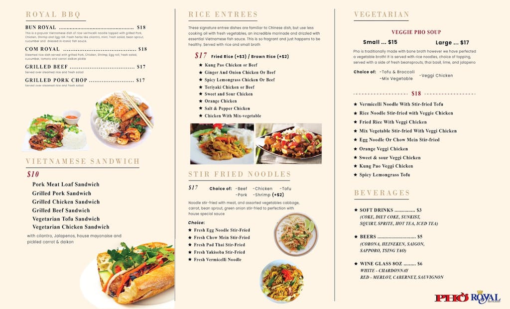 Menu - Pho Royal