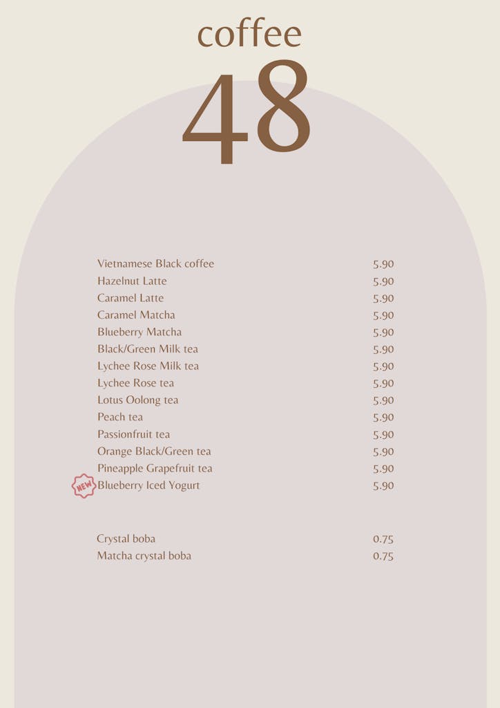 Menu - Coffee 48