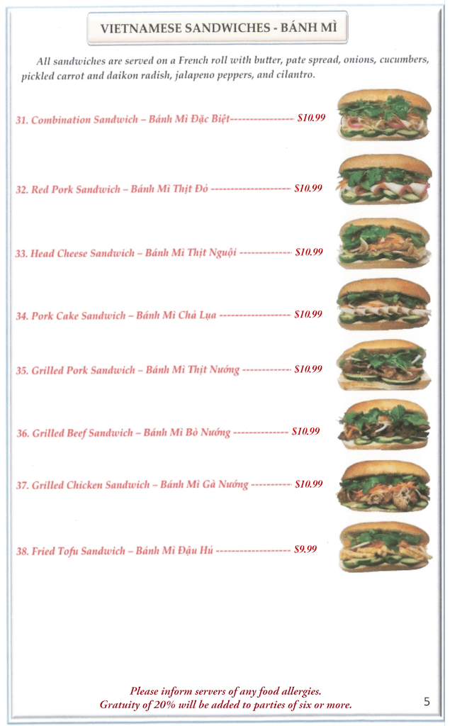 Menu - Saigon Palace