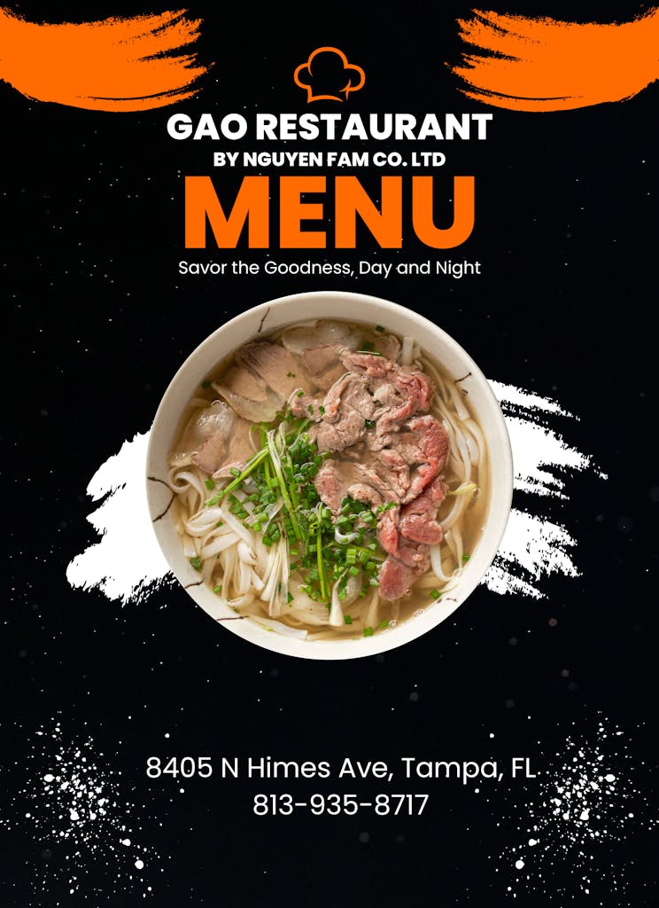 Menu - Gao Restaurant