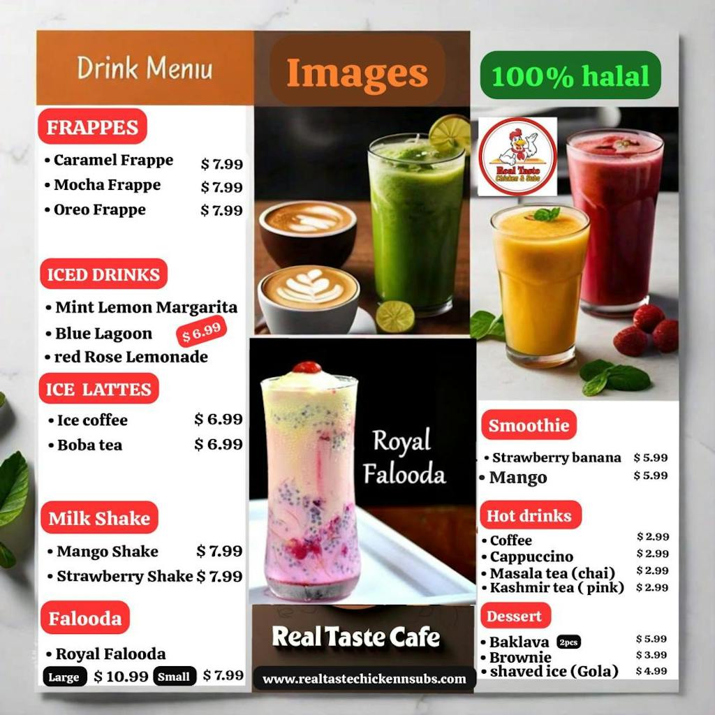 Drink Menu - Real Taste Chicken N Sub