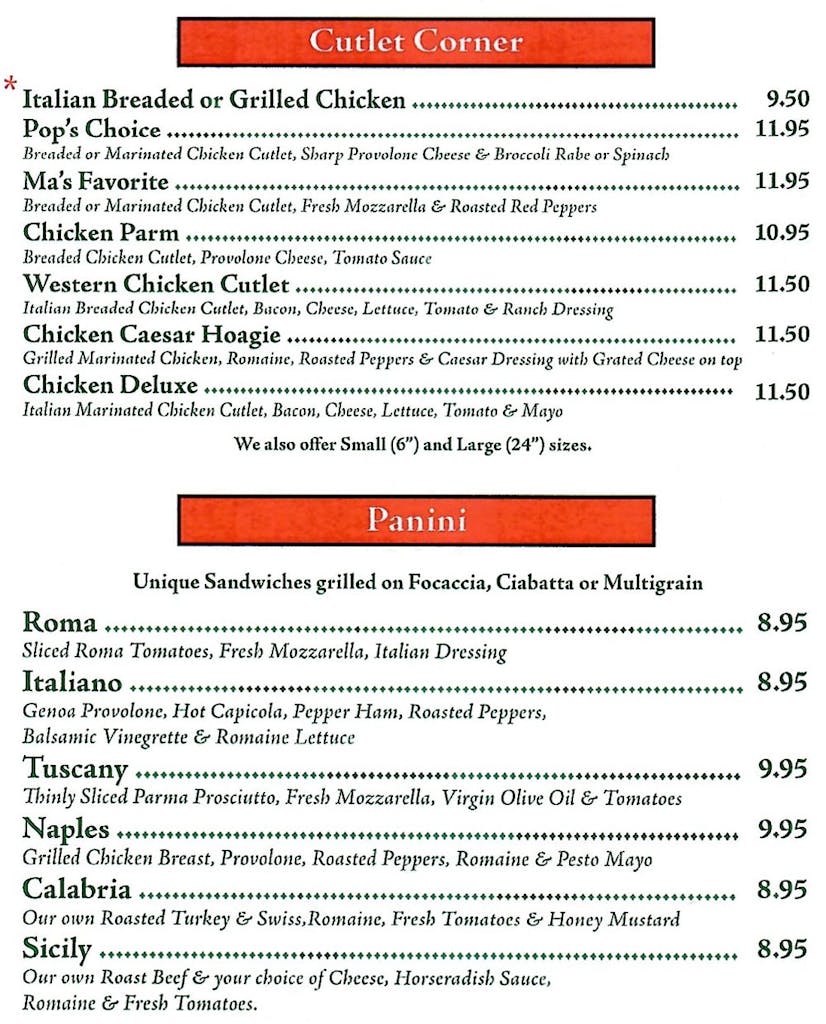 Menu - Trio Cold Cuts & Sandwich Pub