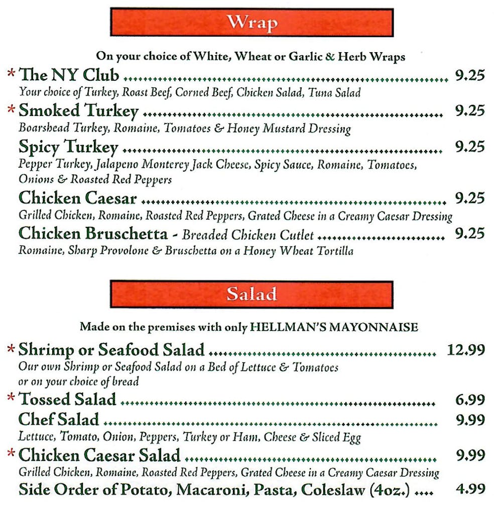 Menu - Trio Cold Cuts & Sandwich Pub