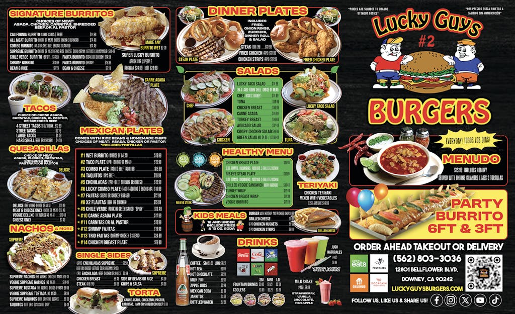Menu - Lucky Guys Burgers
