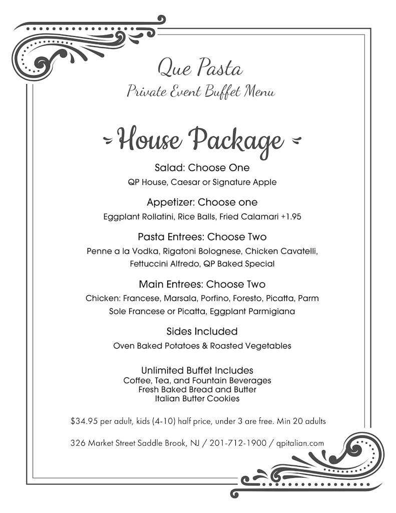 Catering Packages - Que Pasta