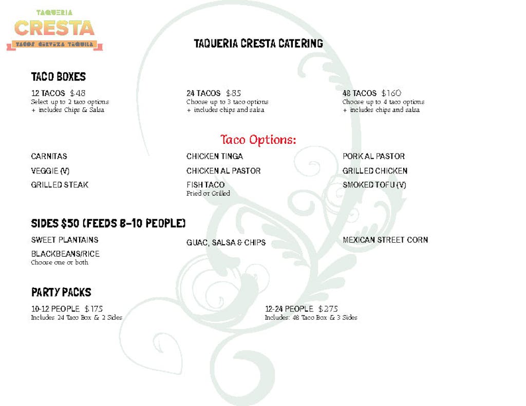 Catering - Taqueria Cresta