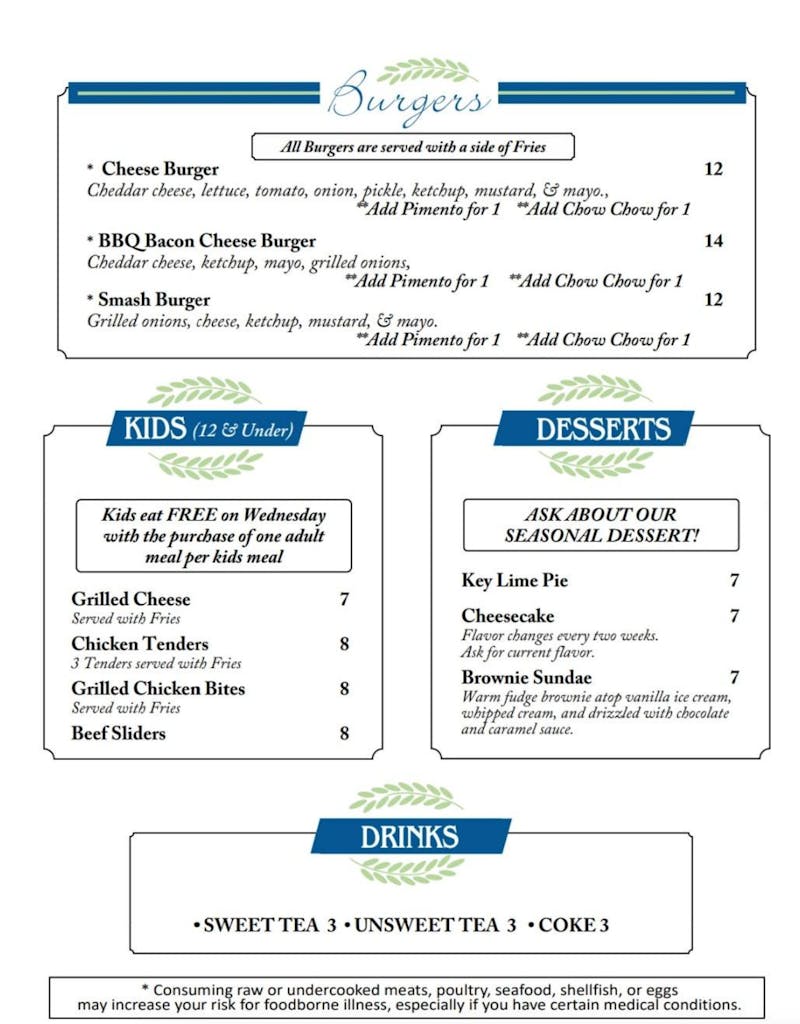 Menu - Sally's Southern Comfort Food